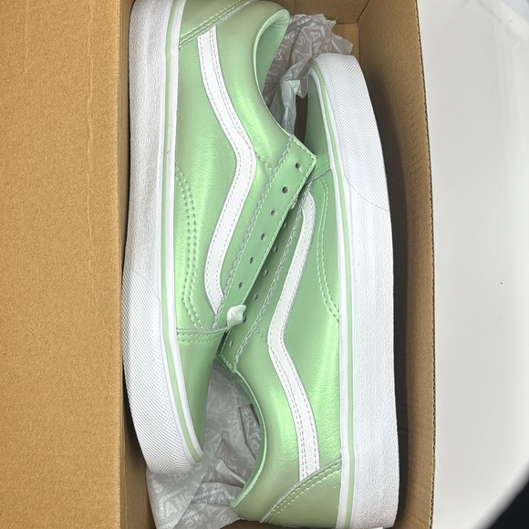 Vans | Shoes | Nib Metallic Silverish Green Vans Lace Up Sneaker With ...